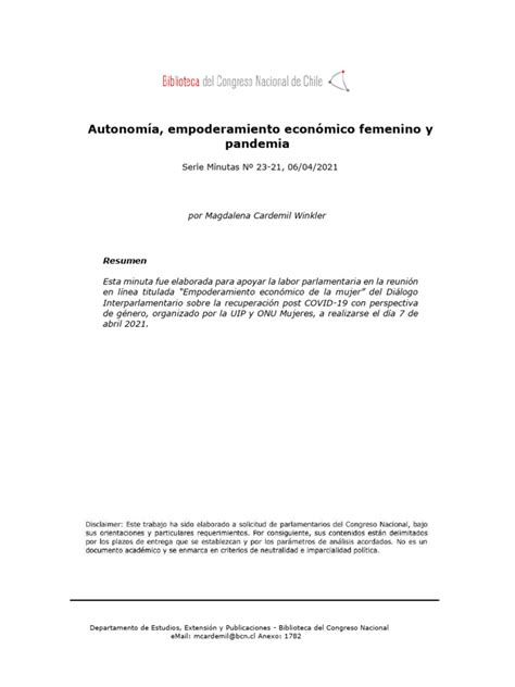 N 23 21 Autonomia Empoderamiento Economico Femenino Y Pandemia Pdf Empoderamiento Pobreza