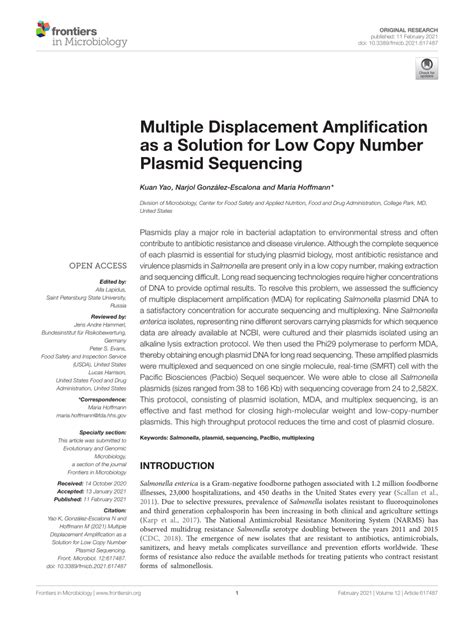Pdf Multiple Displacement Amplification As A Solution For Low Copy