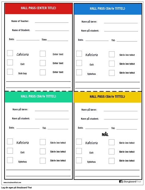 Klasserom Hall Pass Mal