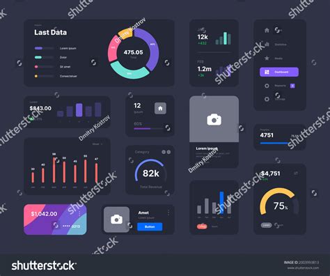 Ui Elements Dashboard Design Dark Colors Stock Vector Royalty Free 2003993813 Shutterstock