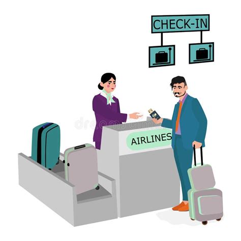 People In Check In Areas Of Air Terminal Stock Vector Illustration Of