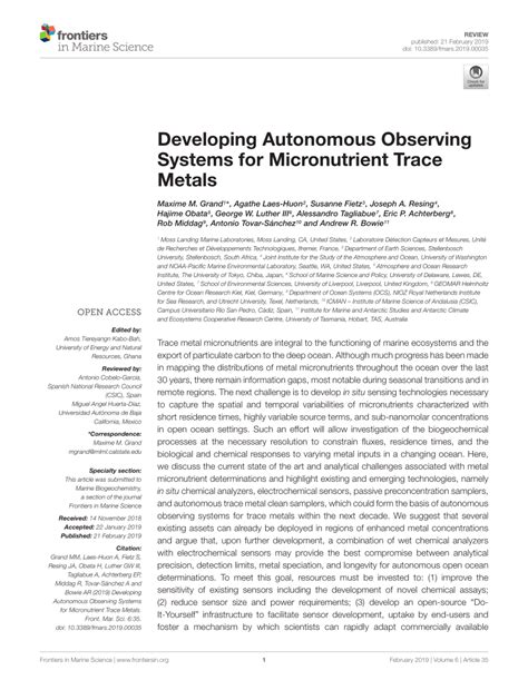 Pdf Developing Autonomous Observing Systems For Micronutrient Trace Metals