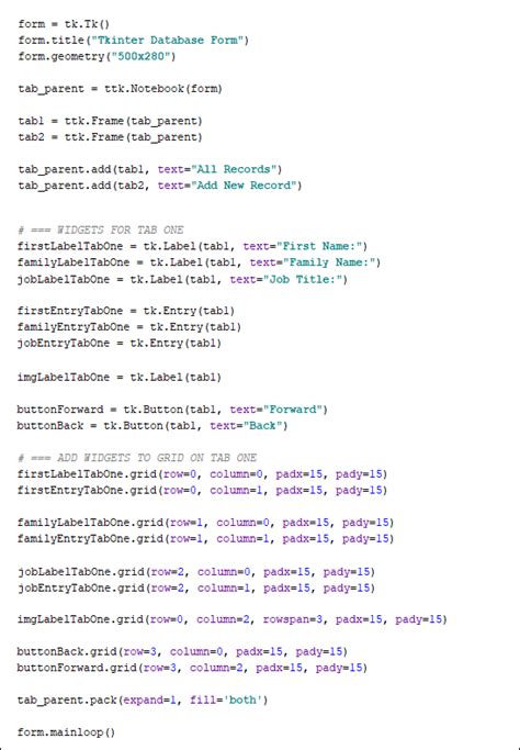 Python Tab Widgets