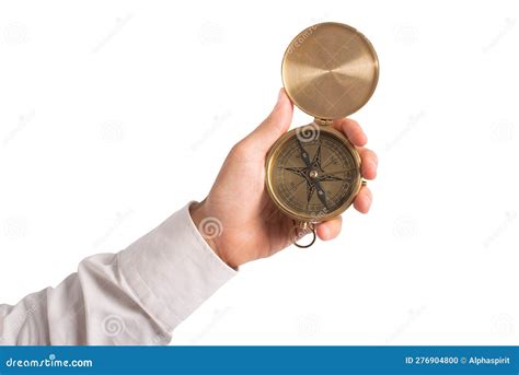 Businessman Holds A Compass To Help Himself To Find The Correct Way