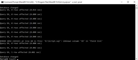[mdev 22210] error 1054 unknown column id in field list exists on