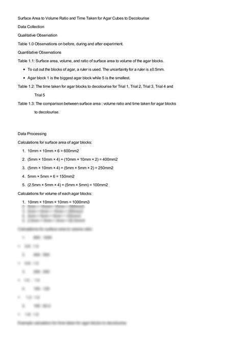 Solution Surface Area To Volume Ratio Simulation Experiment The