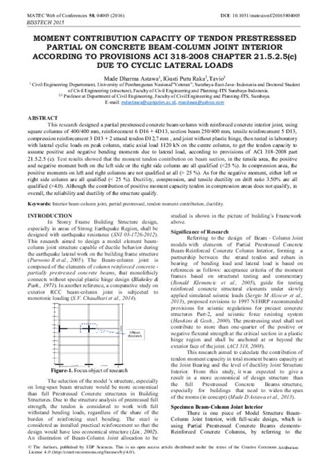 Pdf Moment Contribution Capacity Of Tendon Prestressed Partial On
