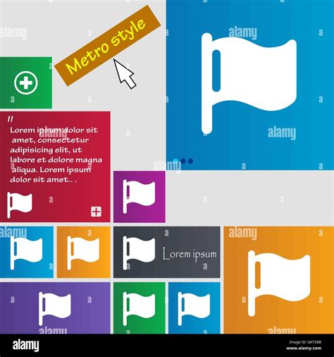 Flag Icon Sign Metro Style Buttons Modern Interface Website Buttons