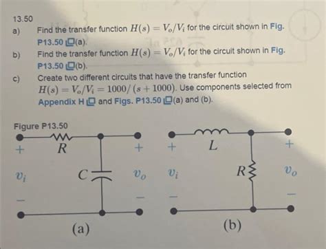 Solved A Find The Transfer Function H S Vo Vi For Chegg