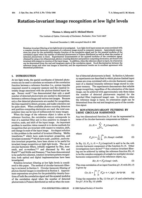rotation invariant image recognition at low light levels