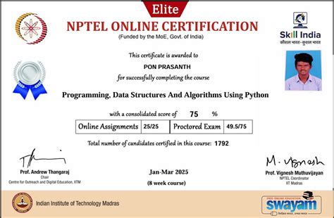 nptel swayam python datastructures algorithms criticalthinking