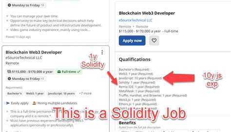 Solidity Dev Job 10 Years Javascript Required Rrecruitinghell