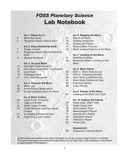 Foss Lab Book Pages