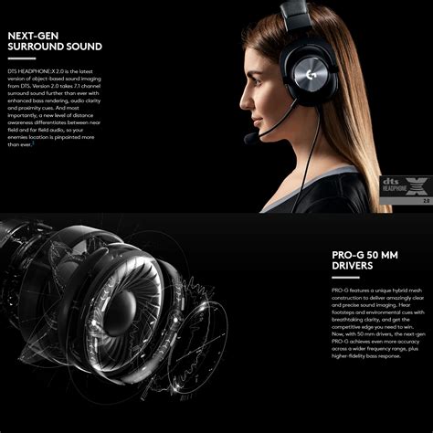 Logitech G Pro X Wired Gaming Headset Blue Vo Ce Pro G Mm Drivers Black