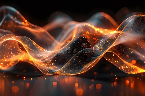 Futuristic Digital Waveforms In Neon Orange And Black Abstract Art Perfect For Modern Design