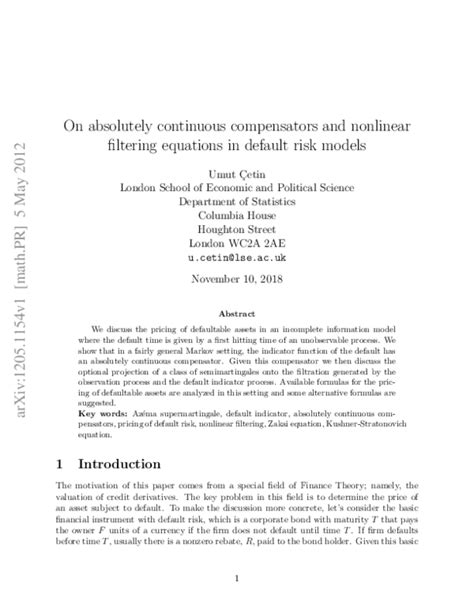 pdf on absolutely continuous compensators and nonlinear filtering