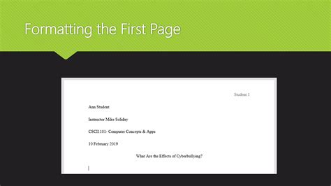 Setting Up The Mla Format Within Word Ppt