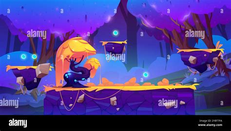 Game Level Landscape With Ground Platform And Floating Islands Magic