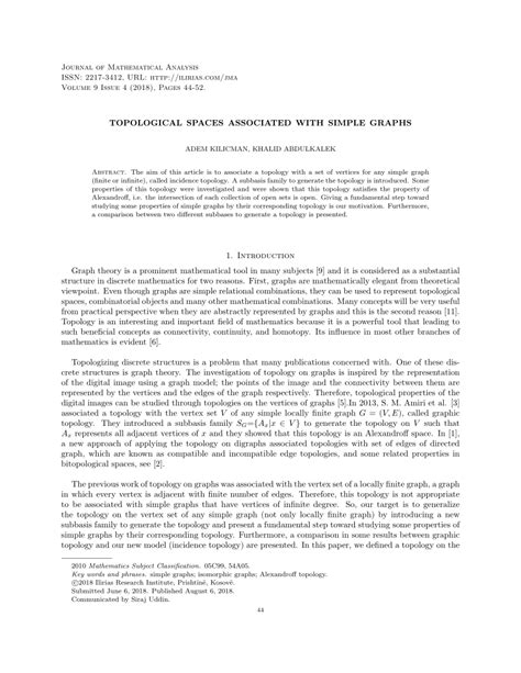 PDF TOPOLOGICAL SPACES ASSOCIATED WITH SIMPLE GRAPHS