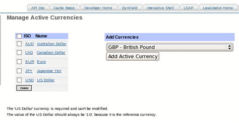 Exchange Rates Admin Page