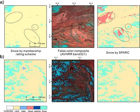 comparison between snow identification results generated by sparc and