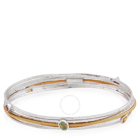 Charriol Tango Sapphire Red Garnet Yellow Citrine Steel Yellow Pvd Cable Bangle Size M 04 421