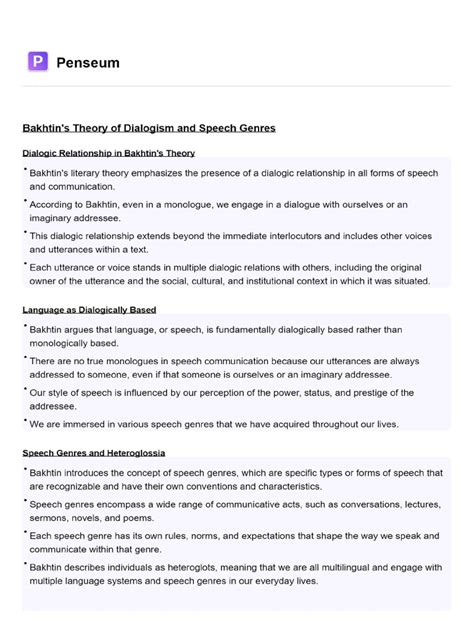 Dialogic Relationship In Bakhtin Pdf