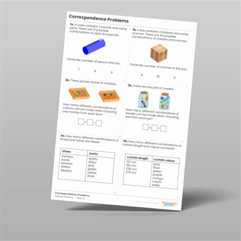 Year 4 Correspondence Problems Varied Fluency 2 Resource Classroom Secrets
