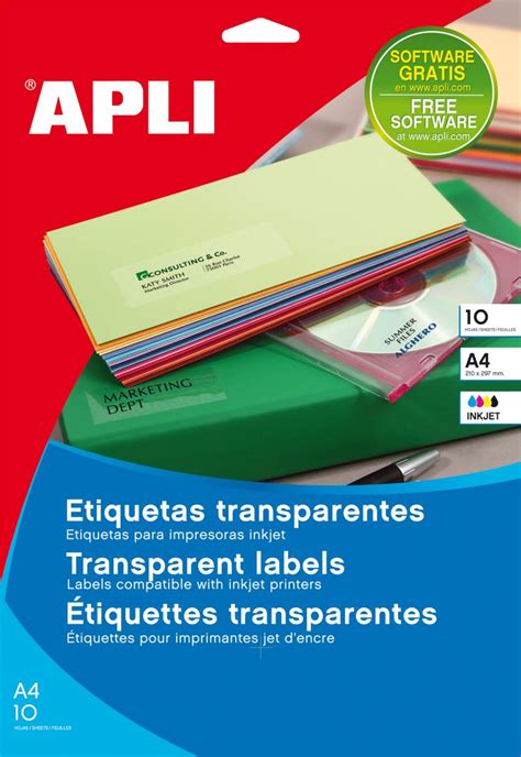 APLI Pack Hojas Etiquetas Transparentes Permanentes X Mm
