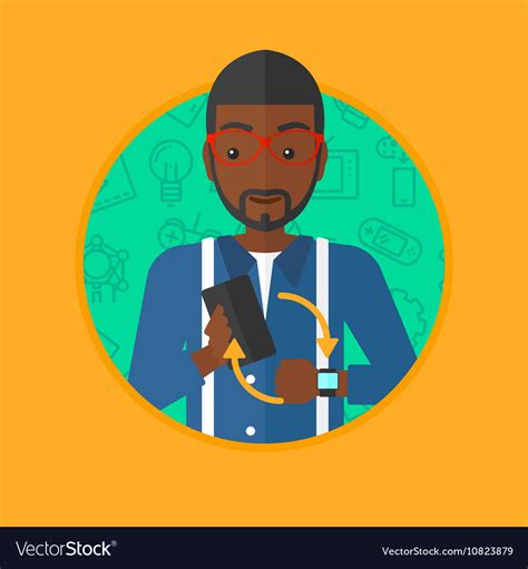 Synchronization Between Smartwatch And Smartphone Vector Image