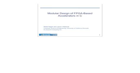 Pdf Modular Design Of Fpga Based Accelerators In C · •c Code •vhdl