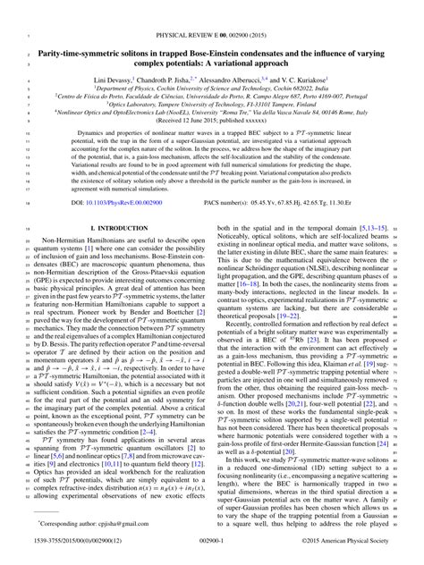 Pdf Parity Time Symmetric Solitons In Trapped Bose Einstein Condensates And The Influence Of