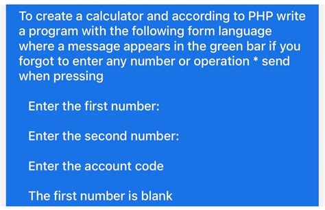 Solved To Create A Calculator And According To PHP Write A Chegg Com