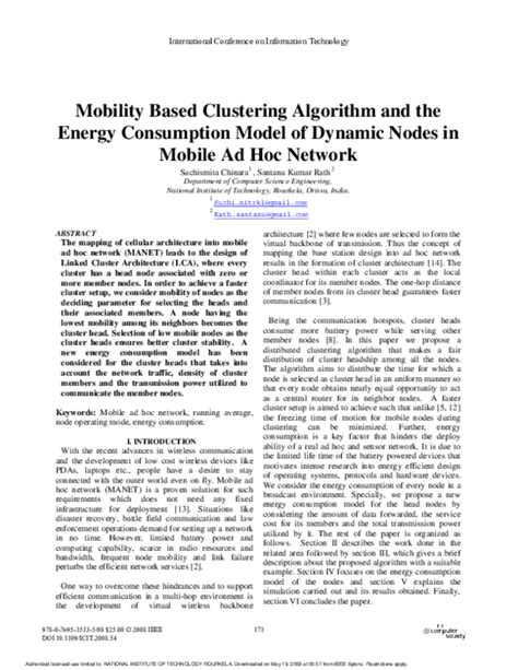 Pdf Mobility Based Clustering Algorithm And The Energy Consumption Model Of Dynamic Nodes In