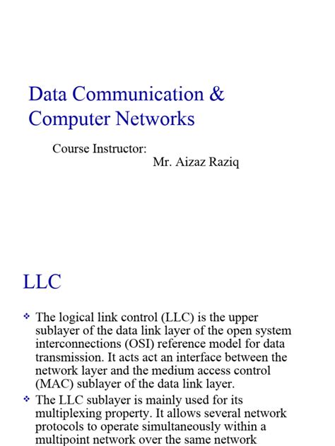 Dccn Lecture 22 Llc Sublayer Pdf Computer Network Internet Protocols