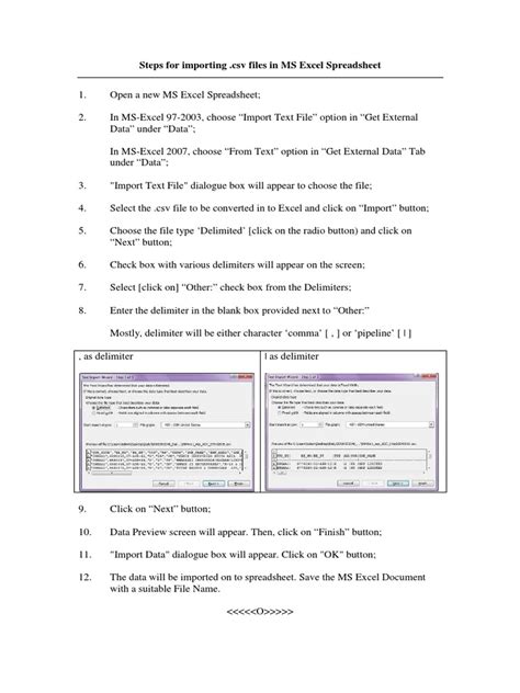 Steps For Importing Csv Files In Ms Excel Pdf