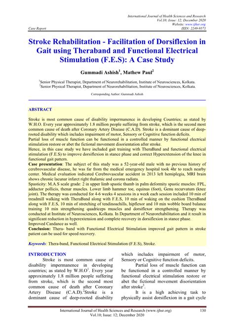 Facilitation Of Dorsiflexion In Gait Using Theraband And Functional Electrical Stimulation Fe