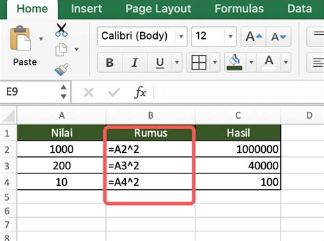 Menghitung Kuadrat Di Excel