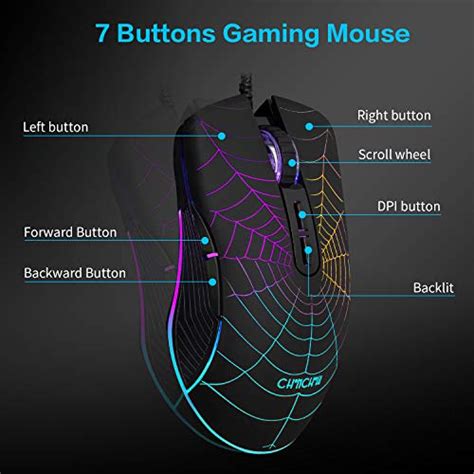 Chonchow Rgb Wired Gaming Mouse Led Backlit Ergonomic 6 Programmable Buttons Gaming Mouse With