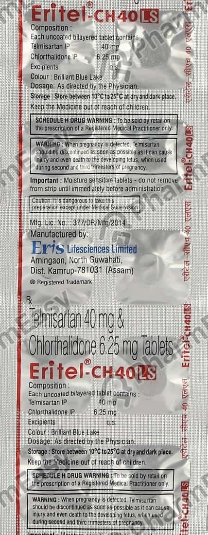 Eritel Ch Ls 40mg Strip Of 10 Tablets Uses Side Effects Price