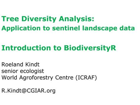 Tree Diversity Analysis Application To Sentinel Landscape Data PPT