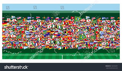 Soccer Stadium Flags World Stock Vector Royalty Free 182354291