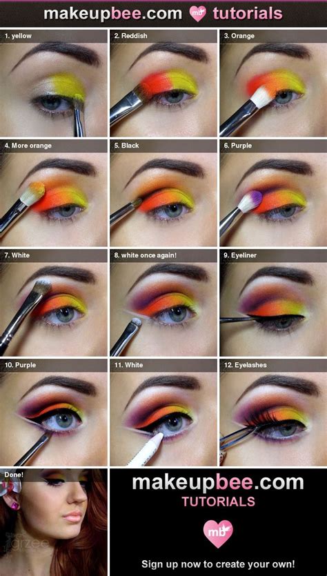 Step By Step Tutorial For Hawaii Bright Eye Makeup Colorful Eye