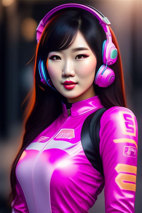 Lexica Portrait Of D Va From Overwatch Year Old Korean Girl Headset And Pink Bodysuit