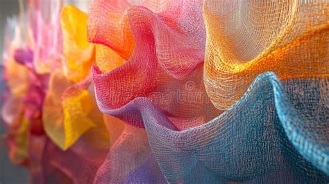 Abstract Colorful Fabric Waves Vibrant Hues And Textured Folds Ai