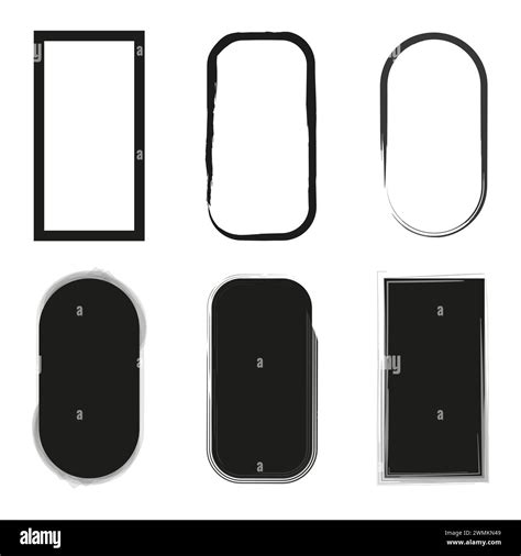 Rectangle Icons Set Simple Geometric Shapes With Solid Outlined And