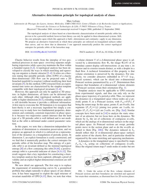 Pdf Alternative Determinism Principle For Topological Analysis Of Chaos