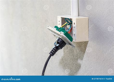 Dangerous Broken Electrical Socket Falling Out Of Wall Stock Photo Image Of Line Install