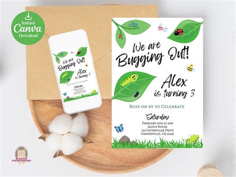 Editable Bugging Out Bug Birthday Invitation Party Birthday Invite Bugs Green Girl Babe Party