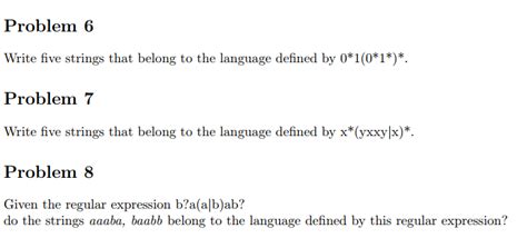 solved problem 6 write five strings that belong to the